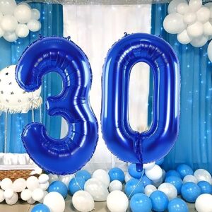 Navy Blue Number 30 Balloons 40Inch Huge Royal Blue Number Balloon Jumbo Digital Balloons Foil Giant Dark Blue Number Helium Balloons for Kids Adults 30th Birthday Party Supplies Decorations