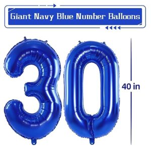 Navy Blue Number 30 Balloons 40Inch Huge Royal Blue Number Balloon Jumbo Digital Balloons Foil Giant Dark Blue Number Helium Balloons for Kids Adults 30th Birthday Party Supplies Decorations