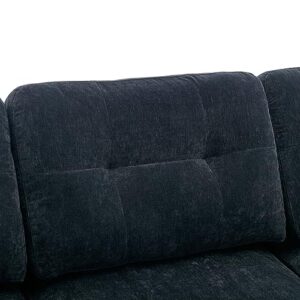 Merax, Black 110" L Convertible Sectional Sofa Velvet U Shape Couch with Movable Ottoman and Storage for Living Room