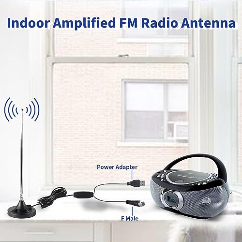 Amplified FM Radio Strong Magnetic Base Telecopic Antenna for Yamaha Pioneer Marantz Sherwood Bose Wave Music System FM Radio Bluetooth Home Stereo Receiver AV Audio Video Home Theater Tuner，Eifagur