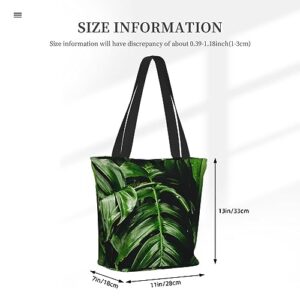 VACSAX Tote Bag for Women Reusable Shopping Bags tropical green leaves Print Shoulder Handbag Aesthetic Totes for Grocery