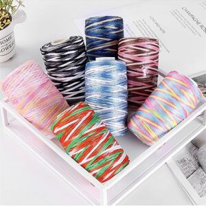 2Roll 100G 3mm Flat Polypropylene Ribbon, Lightweight Colorful Knitting Ribbon Twine Bright Silk Thread Yarn for DIY Crochet Sun Hat Bag Slippers Cushion