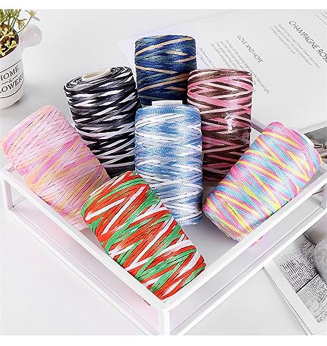 2Roll 100G 3mm Flat Polypropylene Ribbon, Lightweight Colorful Knitting Ribbon Twine Bright Silk Thread Yarn for DIY Crochet Sun Hat Bag Slippers Cushion