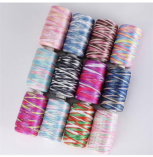 2Roll 100G 3mm Flat Polypropylene Ribbon, Lightweight Colorful Knitting Ribbon Twine Bright Silk Thread Yarn for DIY Crochet Sun Hat Bag Slippers Cushion