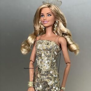 NauticalMart Margot Robbie as in Gold Disco Jumpsuit The Movie Collectible Doll Free Authentic Compass