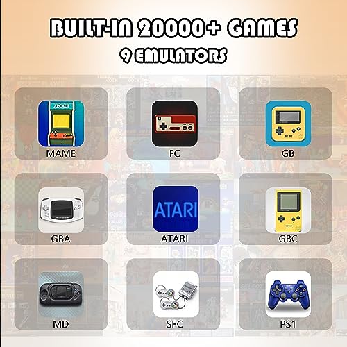 Wireless Retro Game Console, Retro Game Stick, Plug and Play Video Game Stick Built in 10000+ Games, 4K HDMI Output, 9 Classic Emulators, with 2.4G Wireless 2 Controllers(64G)