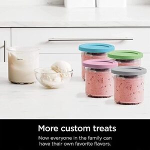 EVANEM 2/4/6PCS Creami Containers, for Ninja Creami Accessories,16 OZ Creami Deluxe Pints Safe and Leak Proof Compatible NC301 NC300 NC299AMZ Series Ice Cream Maker,Pink+Gray-4PCS