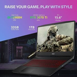 MSI 2023 Katana GF66 15.6” FHD Gaming Laptop, Intel Core i9-12900H, 32GB DDR5 RAM, 1TB PCle SSD, NVIDIA GeForce RTX 3070Ti, Backlit Keyboard, Nahimic Audio, WiFi 6, Black, Win 11 Pro, 32GB USB Card