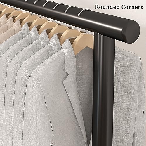 UEIDIHI Clothing Clothes Rack, Rolling Garment Organizer with Wheels and Bottom Rod, Portable Clothes Organizer Rod for Display & Hanging Clothes,Black,59in