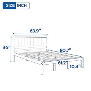 POCIYIHOME Queen Wood Platform Bed Frame with Headboard, Modern Bed Frame with Solid Wood Slat and Support Legs for Bedroom, Simple and Classic Design, No Box Spring Need, Espresso (Queen)