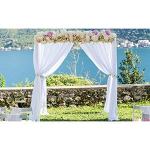 Elvaesther White Drapes Sheer Backdrop Curtain, Wedding Arch Draping Fabric, 2ft X 18ft Drapery Outdoor Background Photography Props Decorations for Ceremony Reception Party Ceiling Backdrop