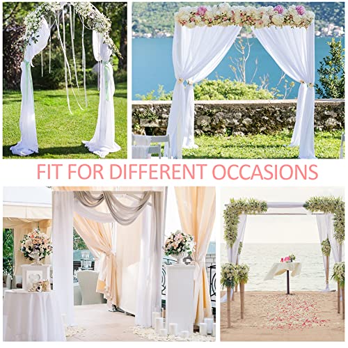 Elvaesther White Drapes Sheer Backdrop Curtain, Wedding Arch Draping Fabric, 2ft X 18ft Drapery Outdoor Background Photography Props Decorations for Ceremony Reception Party Ceiling Backdrop