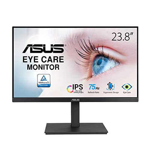 ASUS 23.8” 1080P Monitor (VA24EQSB) - Full HD, IPS, 75Hz, Built-in Speakers, Eye Care & 27” 1080P Monitor (VA27EQSB) - Full HD, IPS, 75Hz, Adaptive-Sync, Speakers, Eye Care