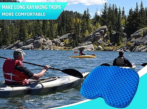 Kayak Gel Seat Cushion(Super Large & Thick), Anti Slip Waterproof Kayak Seat Pad for Ocean Kayak, Pedal Kayak, Canoe and Boat, Gel Kayak Cushion Soft & Breathable, Kayak Accessories for Fishing Kayak