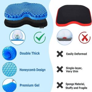 Kayak Gel Seat Cushion(Super Large & Thick), Anti Slip Waterproof Kayak Seat Pad for Ocean Kayak, Pedal Kayak, Canoe and Boat, Gel Kayak Cushion Soft & Breathable, Kayak Accessories for Fishing Kayak