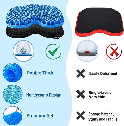 Kayak Gel Seat Cushion(Super Large & Thick), Anti Slip Waterproof Kayak Seat Pad for Ocean Kayak, Pedal Kayak, Canoe and Boat, Gel Kayak Cushion Soft & Breathable, Kayak Accessories for Fishing Kayak