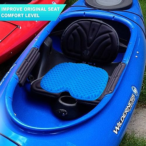 Kayak Gel Seat Cushion(Super Large & Thick), Anti Slip Waterproof Kayak Seat Pad for Ocean Kayak, Pedal Kayak, Canoe and Boat, Gel Kayak Cushion Soft & Breathable, Kayak Accessories for Fishing Kayak