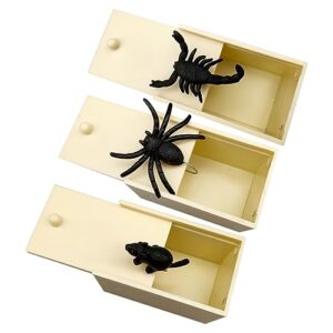 amosfun halloween toy 3 pcs box halloween manipulative props kid toy kid gifts halloween props spider surprise secret money box kids prank boxes kids joke toy