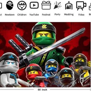 Ninjago Background Birthday Decorations, Ninjigo Happy Birthday Banner Backdrop for Kids Birthday Party Supplies (5x3ft)