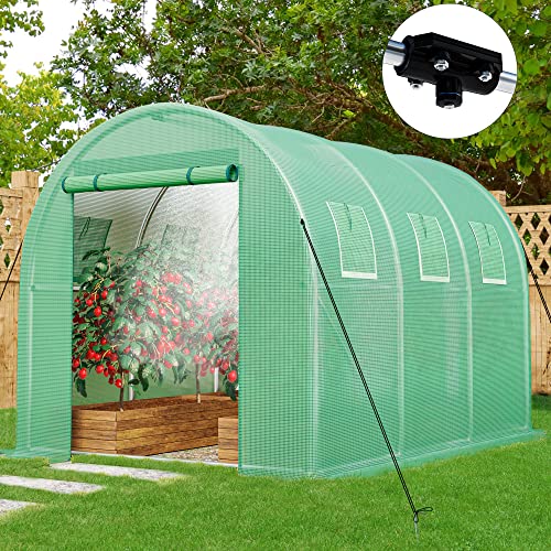 YITAHOME 10x6.5x6.5ft Greenhouse w/ Water System Heavy Duty Green House Large Tunnel Greenhouses Kit Walk in Outdoor Plant Gardening Upgraded Galvanized Steel for Garden, Backyard, Green