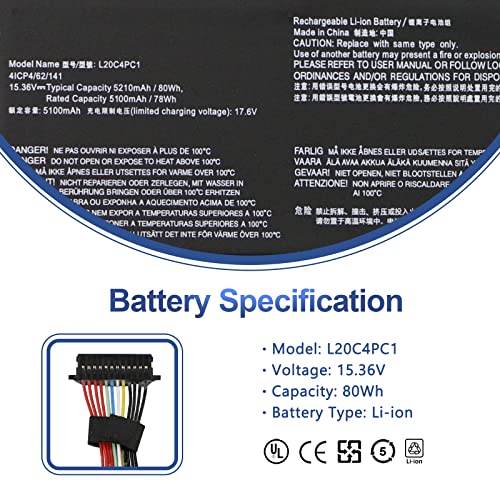 L20C4PC1 L20D4PC1 L20L4PC1 L20M4PC1 Laptop Battery for Lenovo Legion 5 Pro-16ACH6 16ACH6H 16ITH6H 16ITH6 Legion 5-15ITH6 15ITH6H 15ACH6A 15ACH6 15ACH6H Legion 7-16ITHg6 16ACHg6 Series 15.36V 80Wh