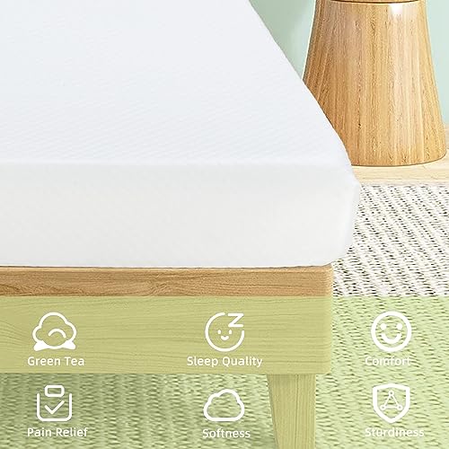 HWGEBY Bed Full Size Matress, Full Size Memory Foam Mattress for Cool Sleep, Double Bed Mattress Green Tea Mattress, Cool Gel Memory Foam Mattress with Soft Cloth Cover(Full, 6 Inch)