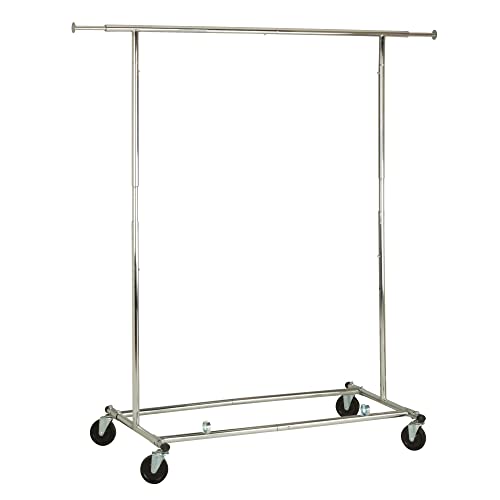 BlacOh Collapsible Expandable Rolling Garment Rack, Chrome