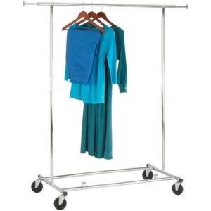 BlacOh Collapsible Expandable Rolling Garment Rack, Chrome