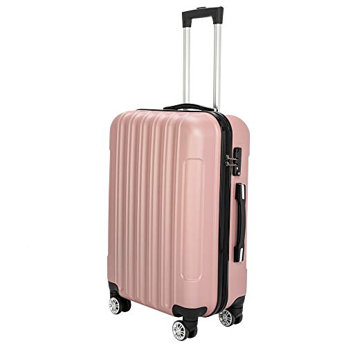 Imseigo Luggage Sets,3-in-1 Hardside Carry on Suitcase Sets with Spinner Wheels & TSA lock, 20"/24"/28" Durable Portable Lightweight ABS Luggages for Travel, Business (Rose Gold)