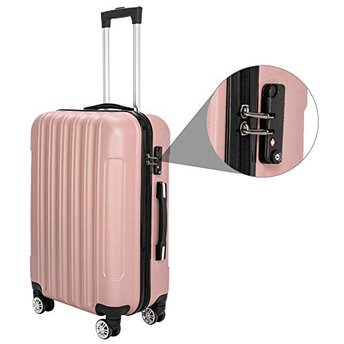 Imseigo Luggage Sets,3-in-1 Hardside Carry on Suitcase Sets with Spinner Wheels & TSA lock, 20"/24"/28" Durable Portable Lightweight ABS Luggages for Travel, Business (Rose Gold)