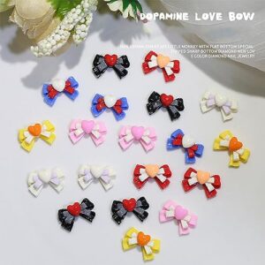 Bow Tie Nail Charms for Acrylic Nails，70PCS Girl Cute Resin Nail Rhinestones Decoration,Nail Jewels Y2K Accessories for Nail Art Supplies Manicure Craft DIY BBATT-HAPPY