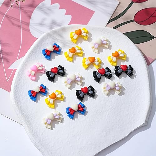 Bow Tie Nail Charms for Acrylic Nails，70PCS Girl Cute Resin Nail Rhinestones Decoration,Nail Jewels Y2K Accessories for Nail Art Supplies Manicure Craft DIY BBATT-HAPPY