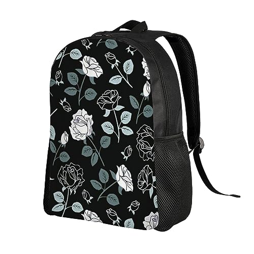 OPSREY Rose Gothic Print Laptop Backpack Bag Lightweight Large Capacity Casual Travel Daypack For Men Women