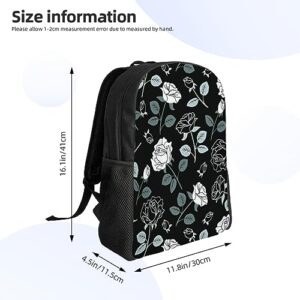 OPSREY Rose Gothic Print Laptop Backpack Bag Lightweight Large Capacity Casual Travel Daypack For Men Women