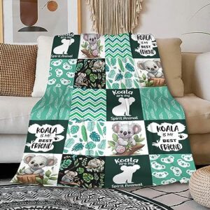 koala blanket leaf blanket super soft cozy for couch bed travel koala gifts for girls boys women men green stripe blanket suitable for all seasons 40"x50"for kids/child