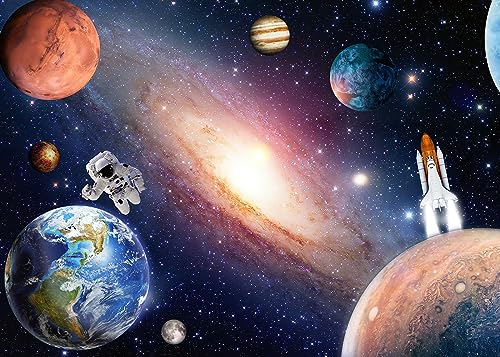 YMWQLAL Outer Space Backdrop for Baby Kids Astronaut Themed Birthday Party Decorations Supplies Universe Galaxy Stars Photography Background for Children Birthday Banner Photo Booth (7x5 FT)