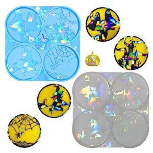 Holographic Coaster Silicone Mold Halloween Coffee Tea Tray Cup Mat Epoxy Resin Casting Mould DIY Home Decor