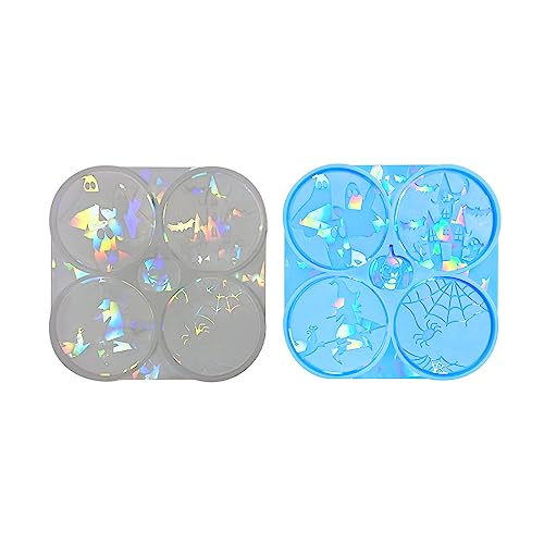 Holographic Coaster Silicone Mold Halloween Coffee Tea Tray Cup Mat Epoxy Resin Casting Mould DIY Home Decor