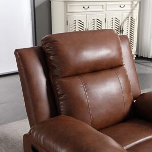 Power Recliner Chair, Leather Lift Chairs Recliners for Elderly Adults Big Modern Lift Chair with Heat Massage Comfy Electric Reclining Sofa Chair Lazyboy for Living Room Bedroom (Brown, Regular)