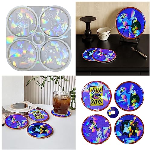 Holographic Coaster Silicone Mold Coffee Tea Tray Cup Mat Epoxy Resin Casting Mould DIY Office Home Decors