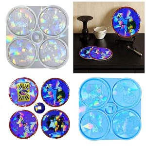 Holographic Coaster Silicone Mold Coffee Tea Tray Cup Mat Epoxy Resin Casting Mould DIY Office Home Decors