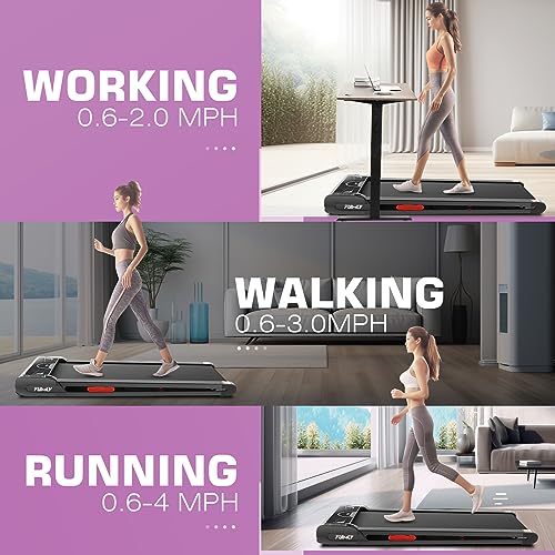 FUNMILY Under Desk Treadmill 2 in 1 Walking Pad Treadmill, 2.5HP Treadmills for Home 300lbs Weight Capacity, App & Bluetooth Remote Control Running Machine with Shock Absorption System & LED Display