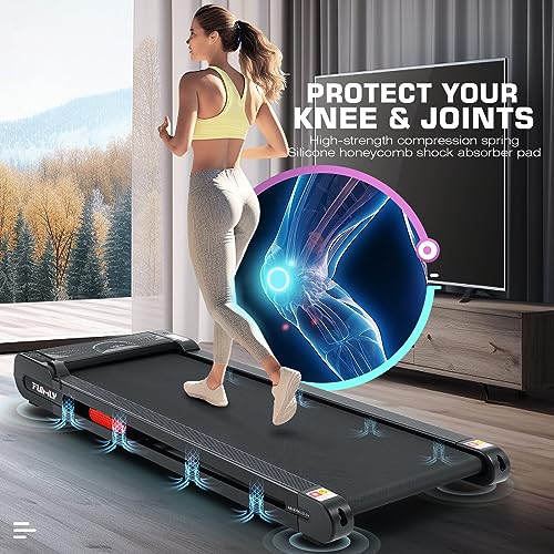 FUNMILY Under Desk Treadmill 2 in 1 Walking Pad Treadmill, 2.5HP Treadmills for Home 300lbs Weight Capacity, App & Bluetooth Remote Control Running Machine with Shock Absorption System & LED Display