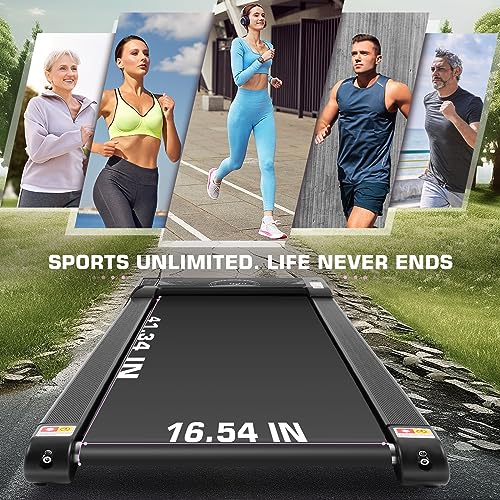 FUNMILY Under Desk Treadmill 2 in 1 Walking Pad Treadmill, 2.5HP Treadmills for Home 300lbs Weight Capacity, App & Bluetooth Remote Control Running Machine with Shock Absorption System & LED Display