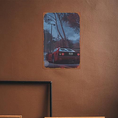 Hot Pursuit Ferrari F40 Music Poster Retro Metal tin Sign Halloween Tin Sign,Cave,Bar,Club, Home Wall Art Metal Tin Sign 8x12 inches