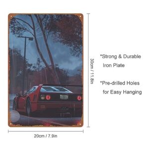 Hot Pursuit Ferrari F40 Music Poster Retro Metal tin Sign Halloween Tin Sign,Cave,Bar,Club, Home Wall Art Metal Tin Sign 8x12 inches