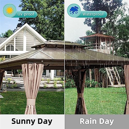 Evedy Gazebo 10x12, Galvanized Steel Double Roof Permanent Aluminum Gazebo, Outdoor Metal Pergolas with Curtain and Net for Garden, Parties, Patio, Deck, Lawns