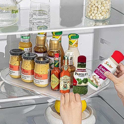 Square Lazy Susan for Refrigerator，Lazy Susan Turntable Organizer for Refrigerator，Lazy Susans Organizer Oval Turntable Rack for Cabinet， Makeup Vanity Countertop，Kitchen Organizer