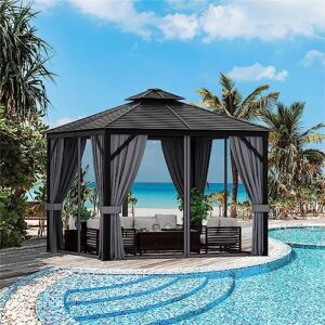 clihome 10 x 10 ft double-top hardtop gazebo galvanized steel roof