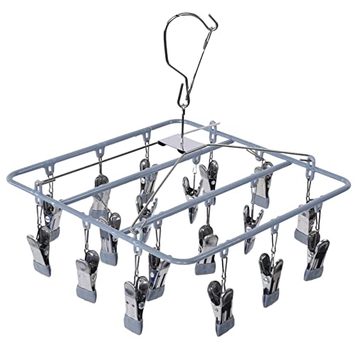 jerss Drying Rack Hanger Pants Clip Windproof Clothes 18 Clip Silver Home Underwear Clip Sock Rack 18 Clips Non Slip Stainless Steel with Outfit Clip Fastener for Dry Holder Hook